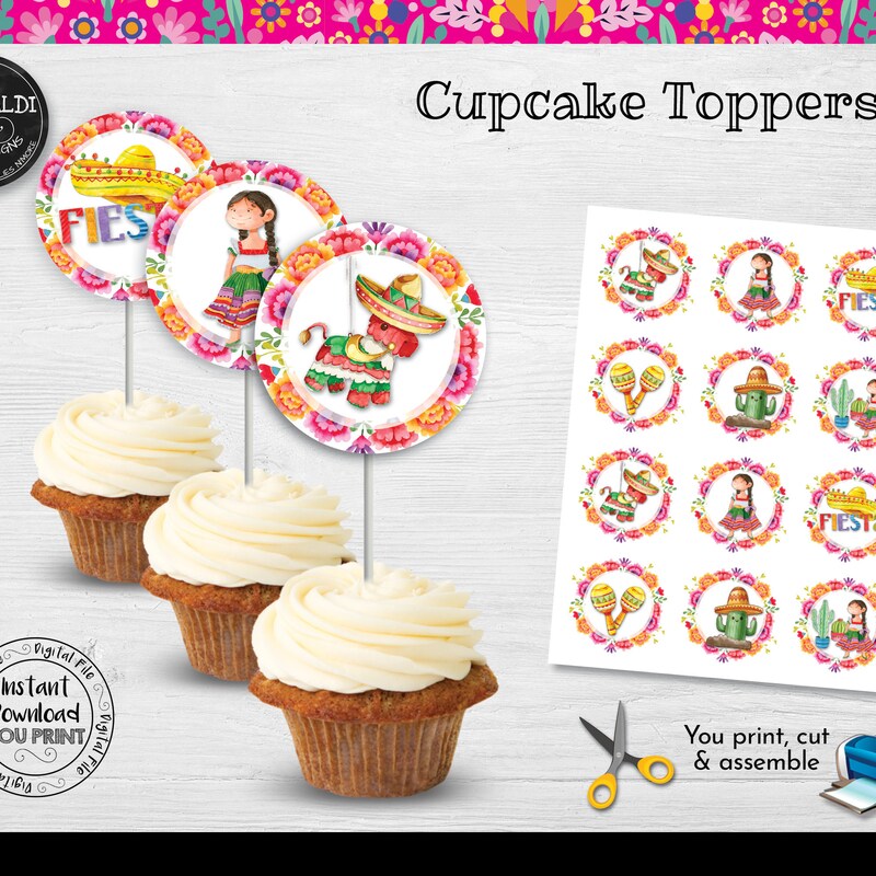Fiesta Cupcake Toppers - Etsy