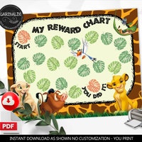 Printable Reward Chart, Lion King Reward Chart, Lion King Potty Train ...