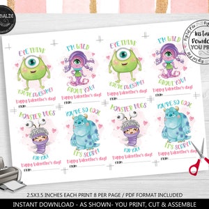 Monsters Valentine's Day Cards Printable Valentine's Day Monster Tags ...