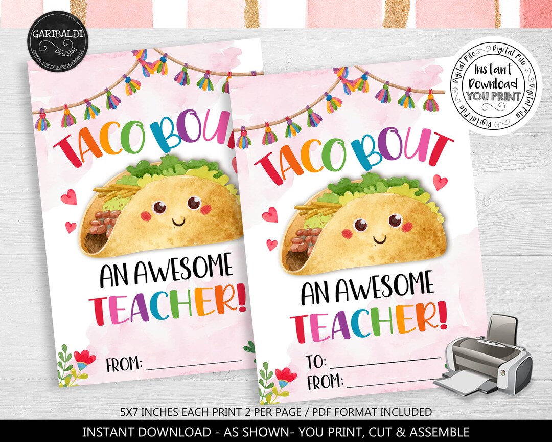 Taco Bout an Awesome Teacher Valentine's Day Gift Card Taco Valentine ...