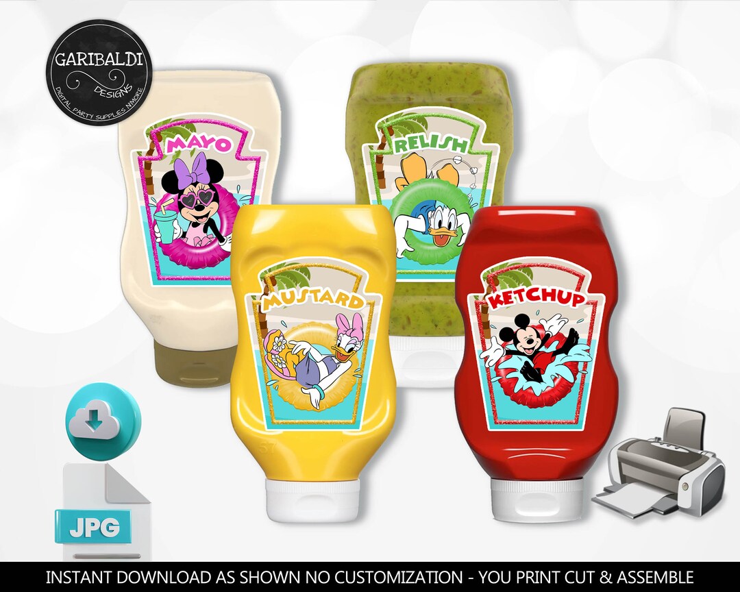 Instant Download Condiment Labels Printable Mayo Ketchup Mustard Relish ...