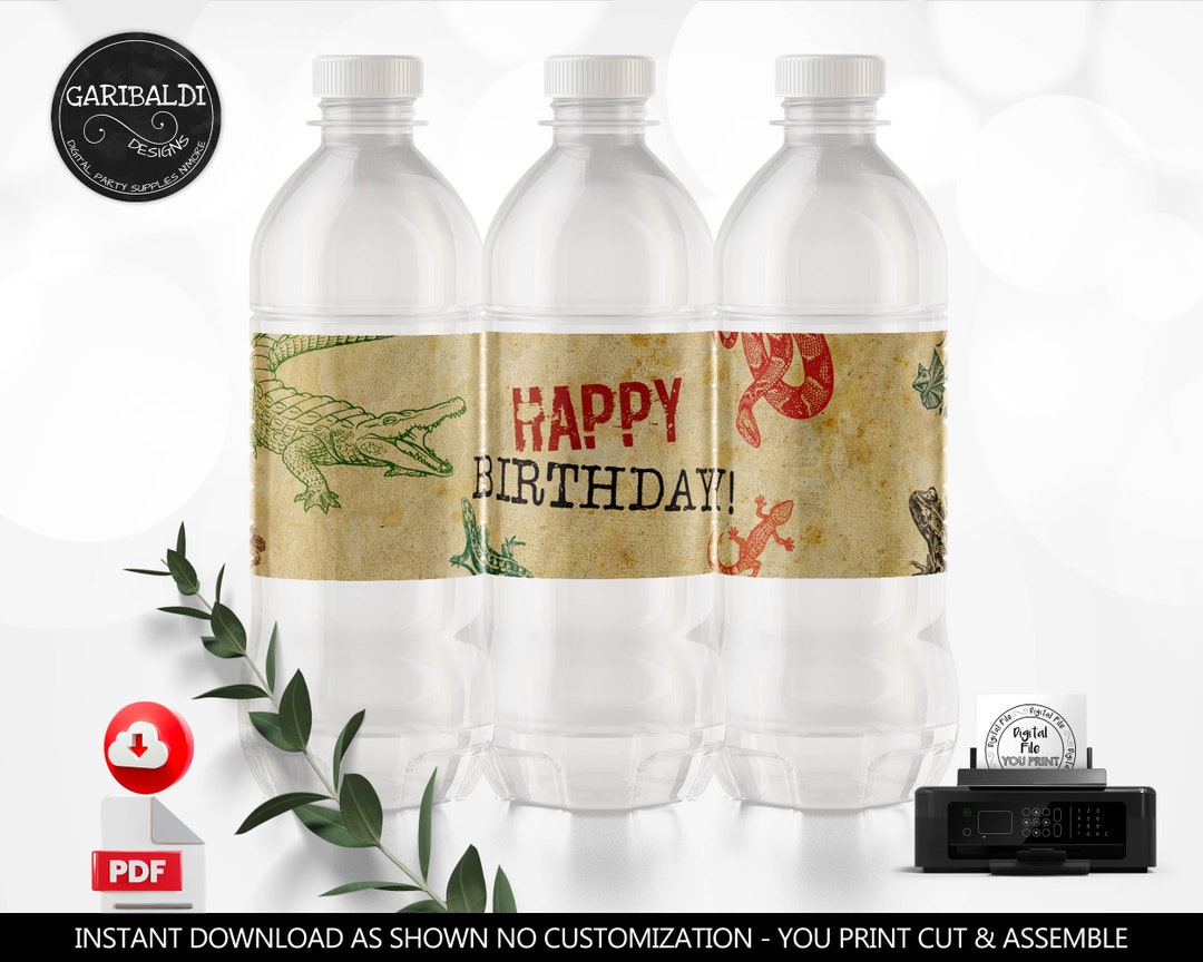 Printable Reptile Water Bottle Labels Reptiles Birthday Party ...