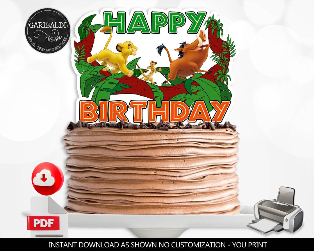 Instant Download Lion King Cake Topper Printable Lion King Centerpiece ...