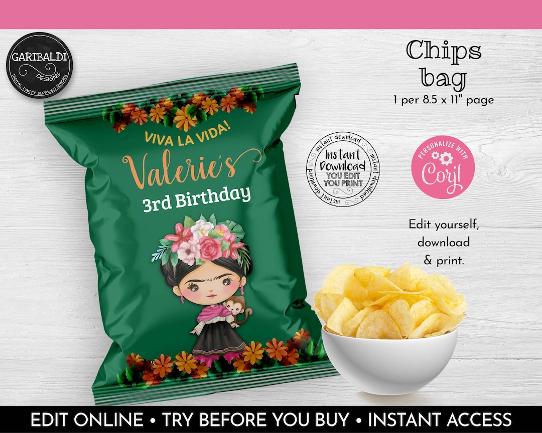 Editable Mexican Chip Bag Printable Cute Señorita Chip Bags Mexican ...