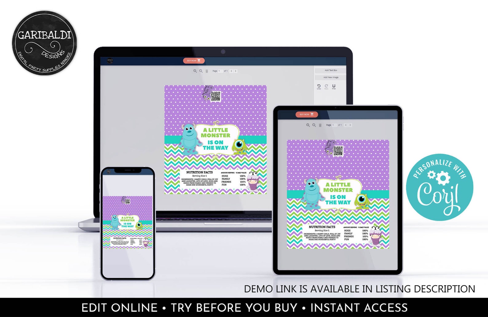 Editable Candy Bar Wrapper Monsters Chocolate Bar Wrapper Monster Baby ...