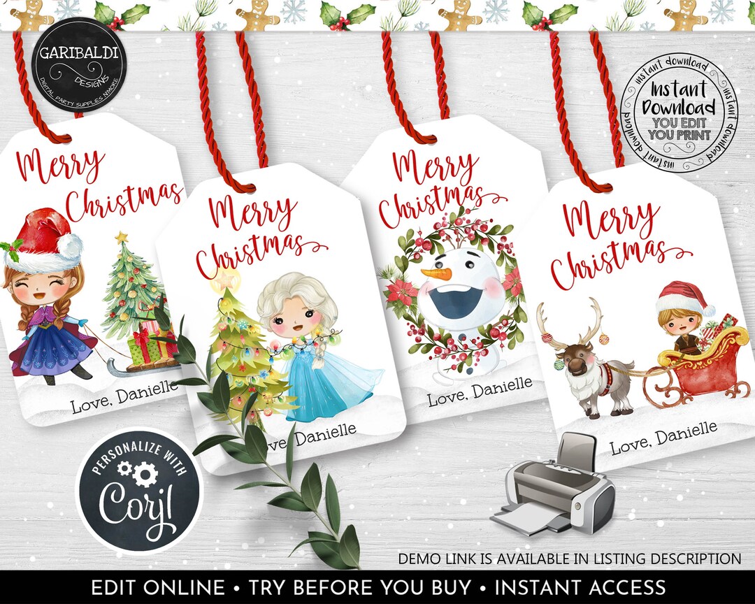 Editable Christmas Tags Frozen Christmas Tags Printable Merry Christmas ...