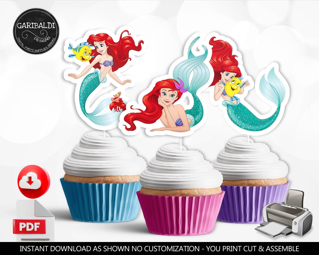 Little Mermaid Cupcake Toppers Under the Sea Birthday Party Printable ...