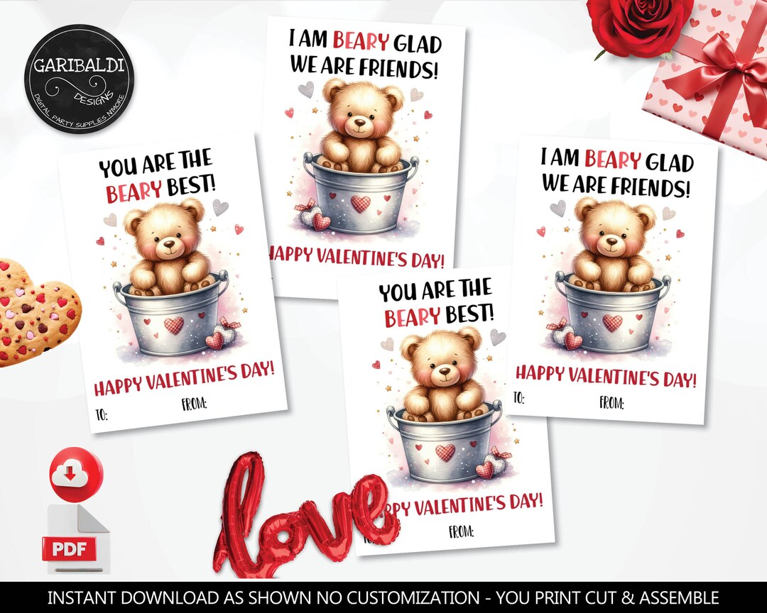 Printable Valentine's Day Cards Teddy Bear Valentine's Day School ...