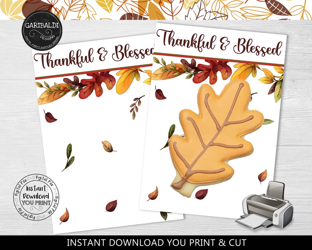 Printable Thanksgiving Cookie Card Printable Cookie Card Holder Instant ...