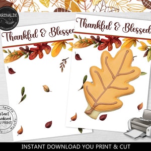 Printable Thanksgiving Cookie Card Printable Cookie Card Holder Instant ...