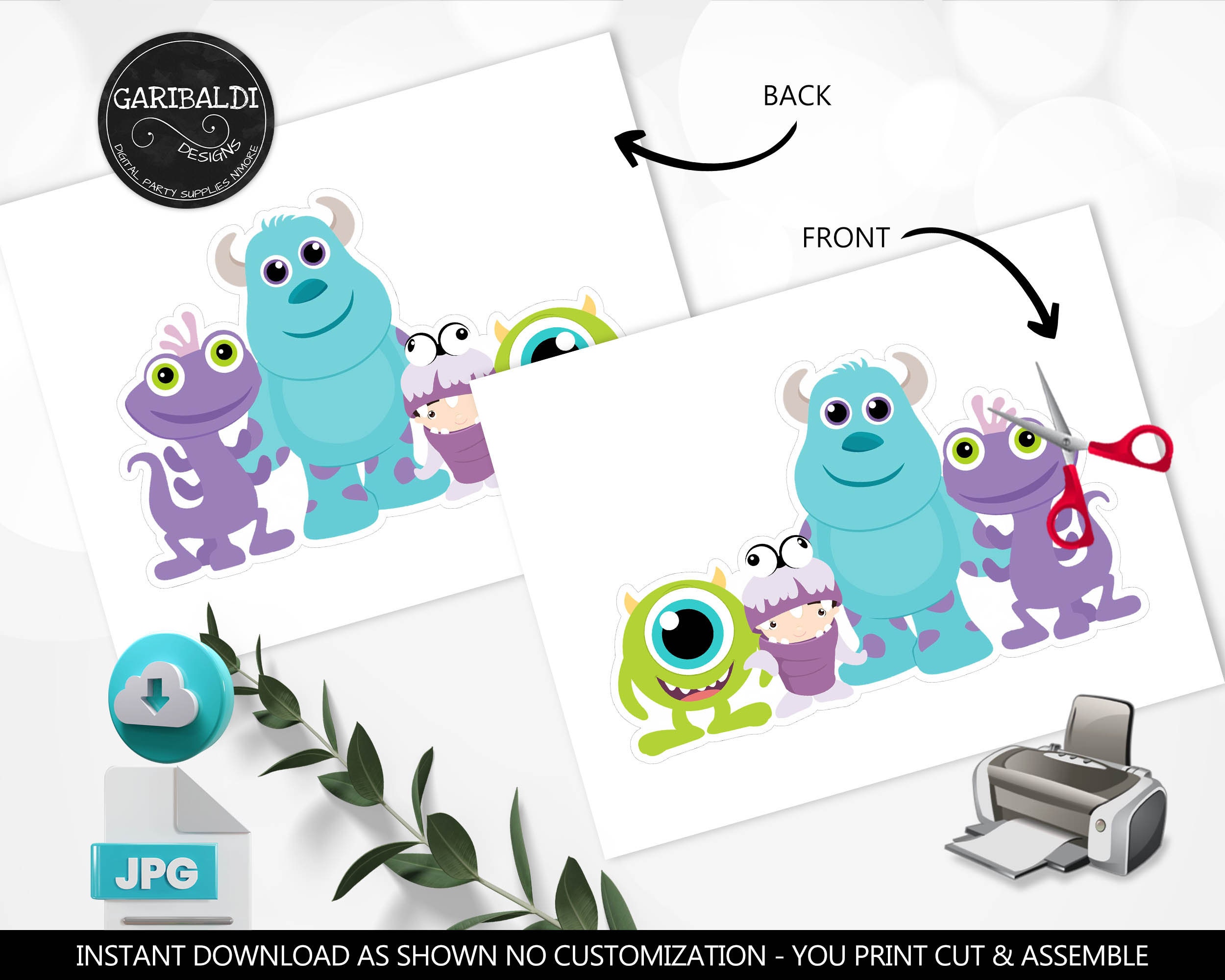 Monsters Cake Topper Cute Monsters Centerpieces Birthday Party ...