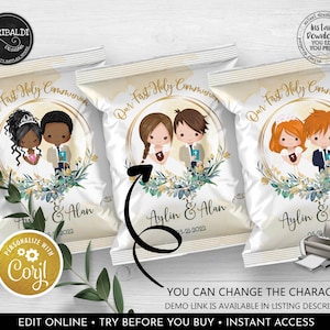 Editable First Communion Chip Bag Wrapper Template, Printable Sibling ...