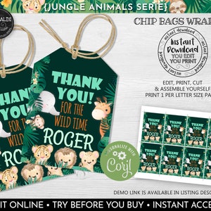 Editable Safari Favor Tags Party Animals Gift Tag Instant Download ...