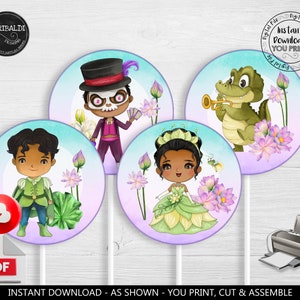 Princess and the Frog Centerpieces Printable Princess Tiana Cake Topper ...
