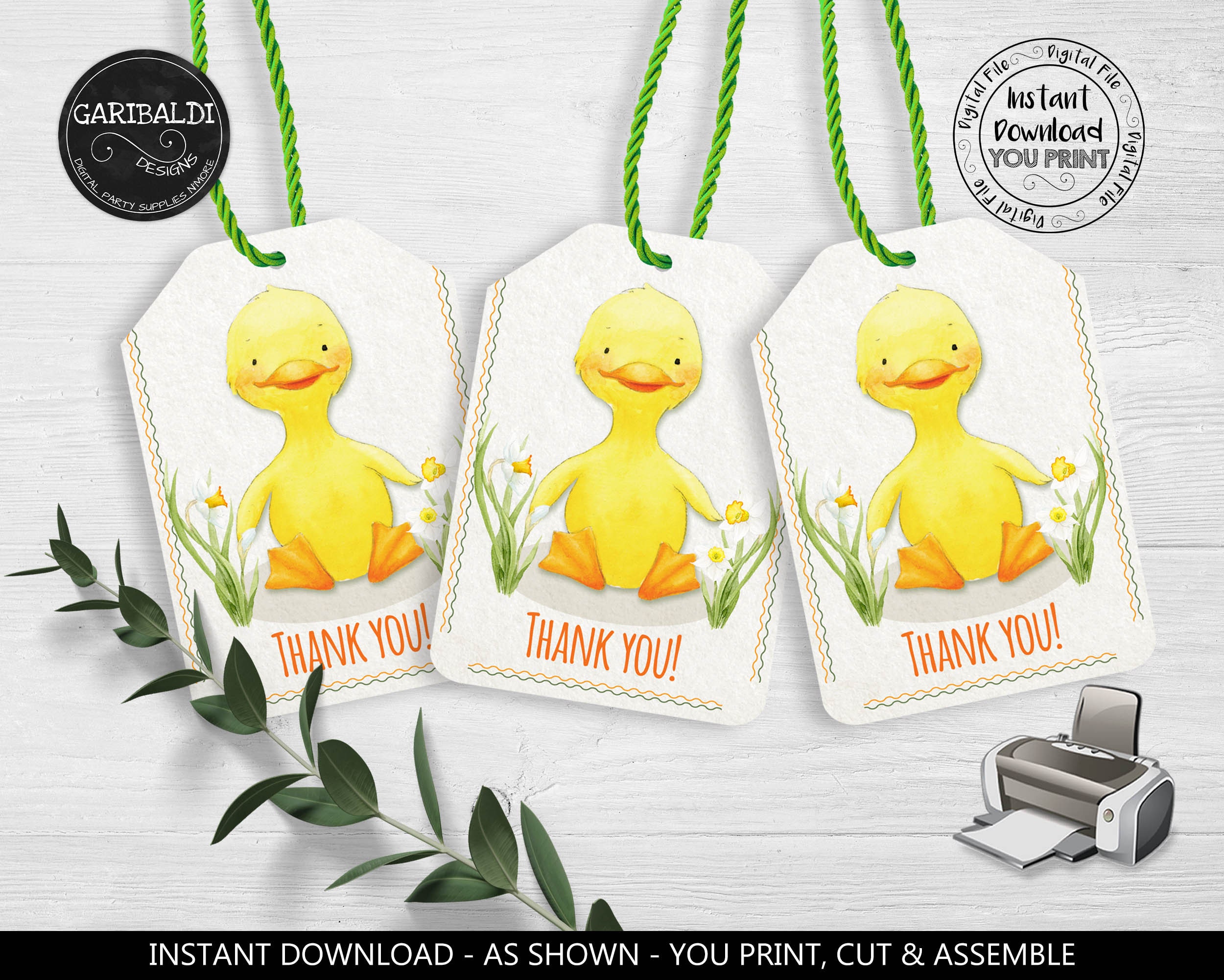 Baby Duck Favor Tags, Duckling Gift Tags, Duck Party Tags, Duckling ...