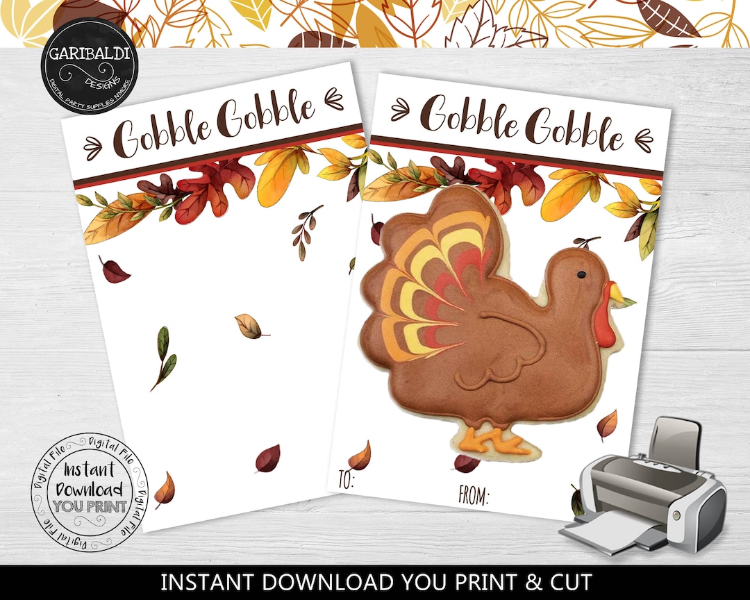 Printable Thanksgiving Cookie Card Printable Turkey Cookie Card Holder ...