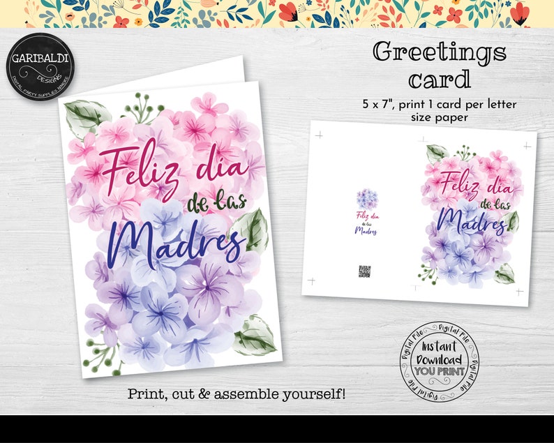 Instant Download Feliz Dia De Las Madres Card, Printable Mother's Day ...