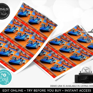 Editable Race Cars Favor Tags Printable Racing Car Party Tags Gift Tags ...