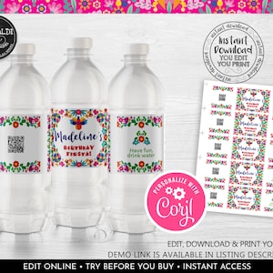 Editable Water Bottle Labels, Mexican Fiesta Water Labels, Printable ...