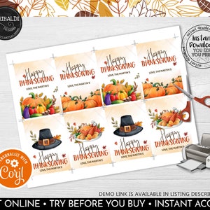 Editable Thanksgiving Favor Tags, Happy Thanksgiving Gift Tags ...