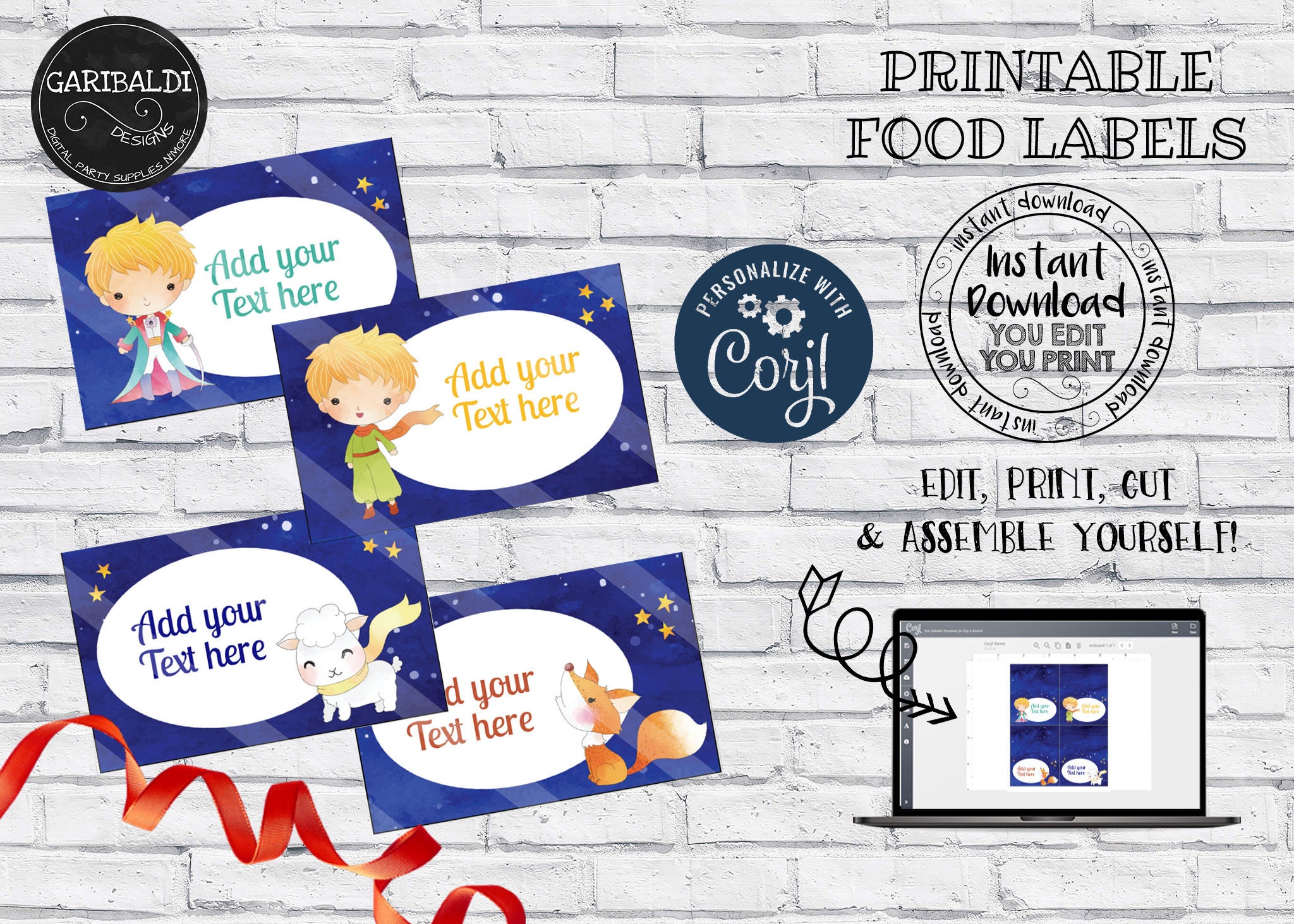 Editable Little Prince Food Labels the Little Prince Buffet Food Tent ...