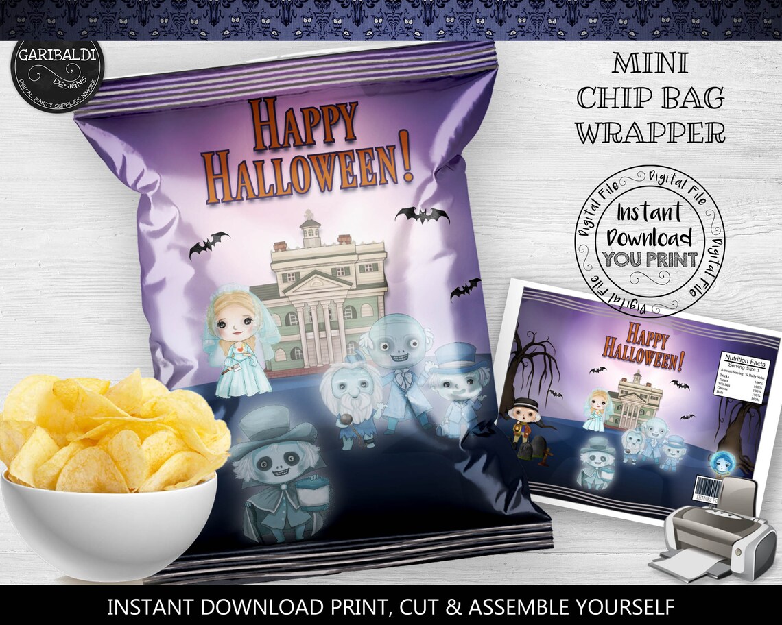 Halloween Chip Bags Instant Download Haunted Mansion Chip Bags - Etsy