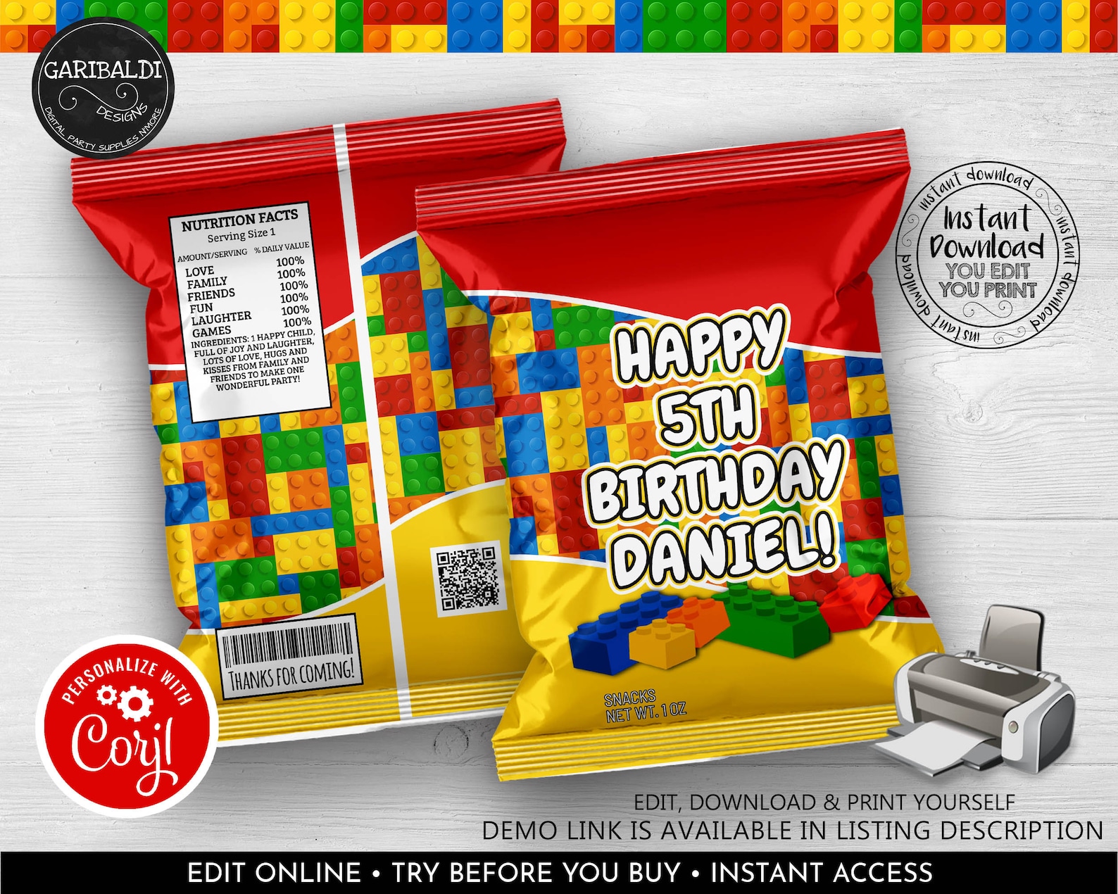 Editable Building Blocks Chip Bag Wrapper Printable Potato Chip Bag ...