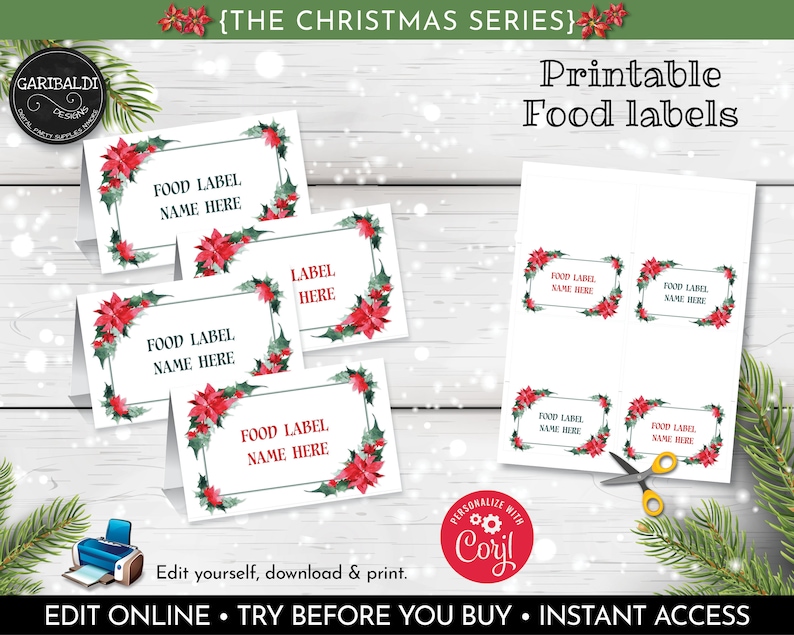 Editable Christmas Food Labels Instant Download Christmas - Etsy