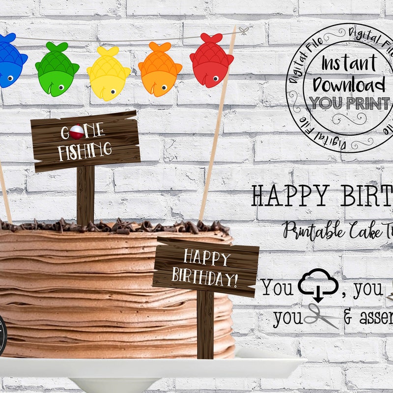 Fishing Cake Topper - Etsy