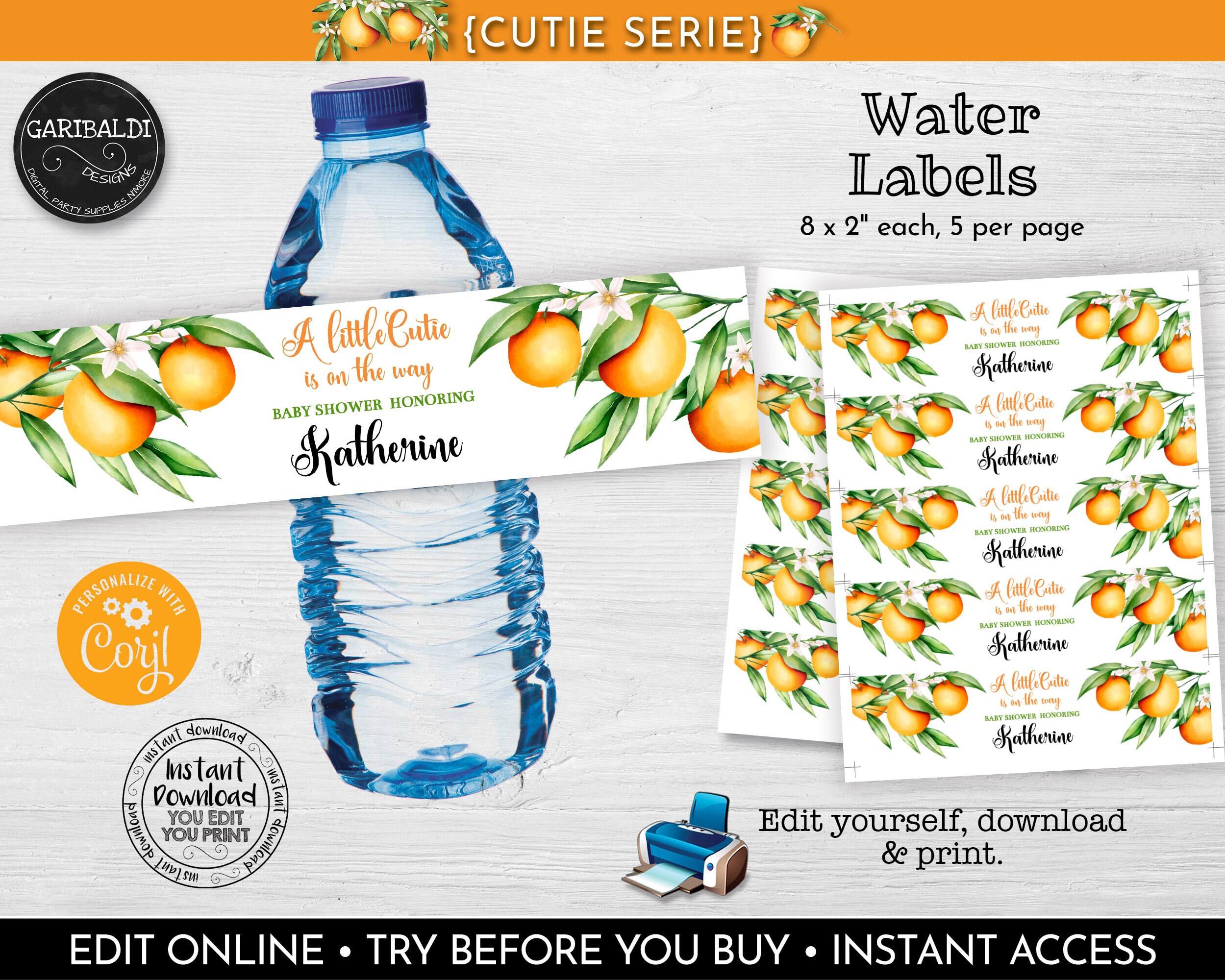 Party Supplies Paper & Party Supplies Party Décor Citrus Water Bottle ...