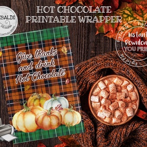 Printable Thanksgiving Hot Cocoa Wrapper Thanksgiving Hot - Etsy