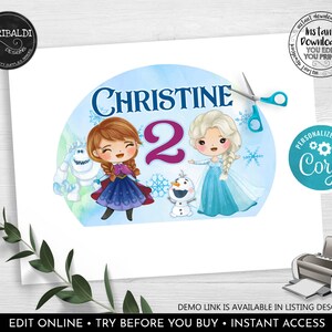 Frozen Cake Topper Editable Ice Princess Cake Frozen Centerpieces ...