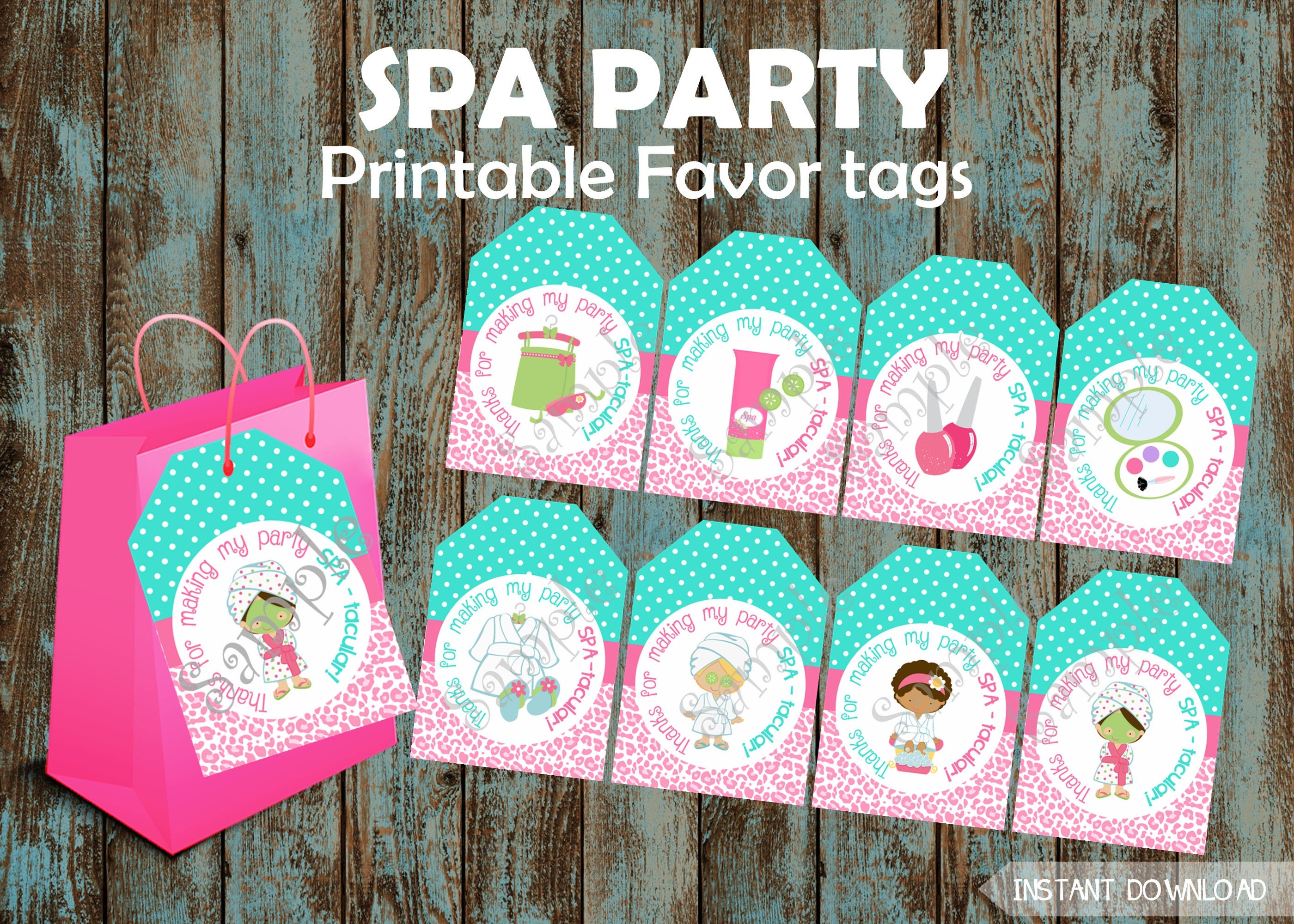 Spa Birthday Party Stickers or Favor Tags Spa Party Stickers Spa Favor ...