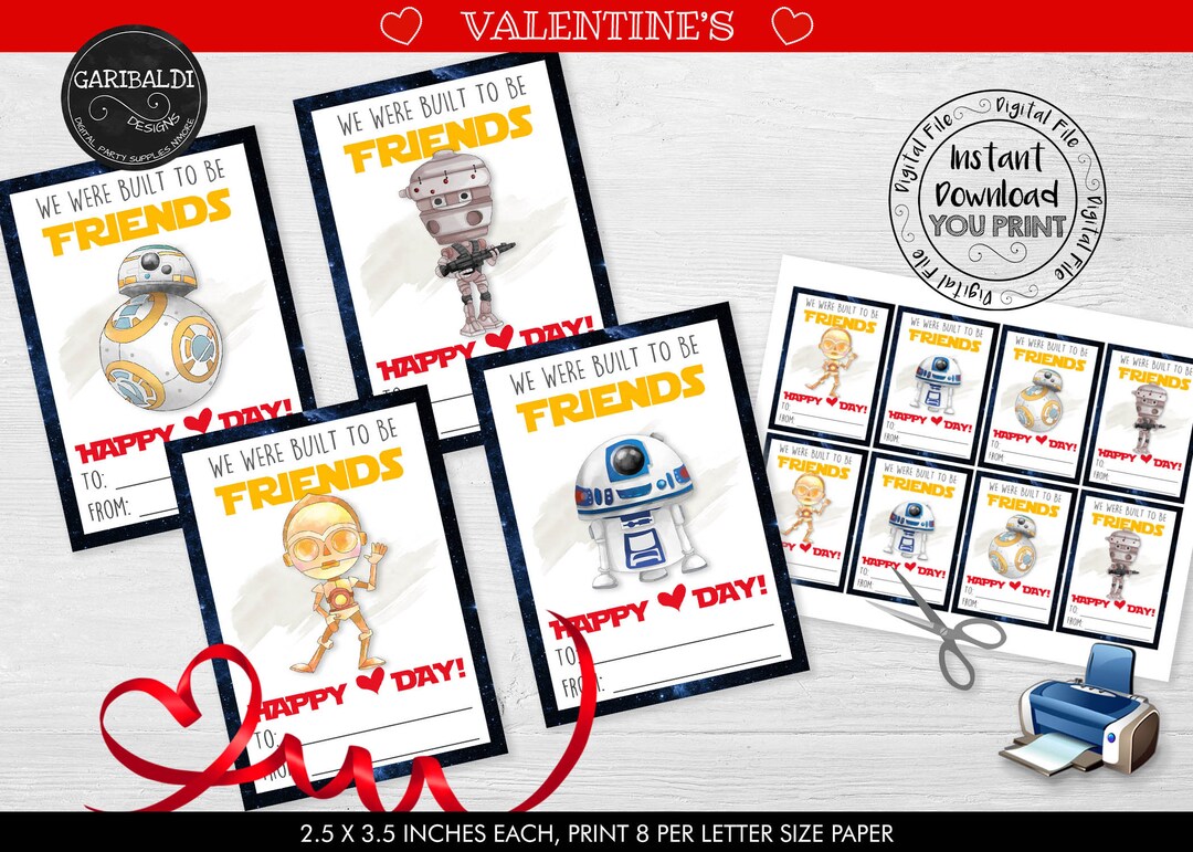 Robot Valentine's Day Card Star Wars Valentine's Day Cards Valentine's ...