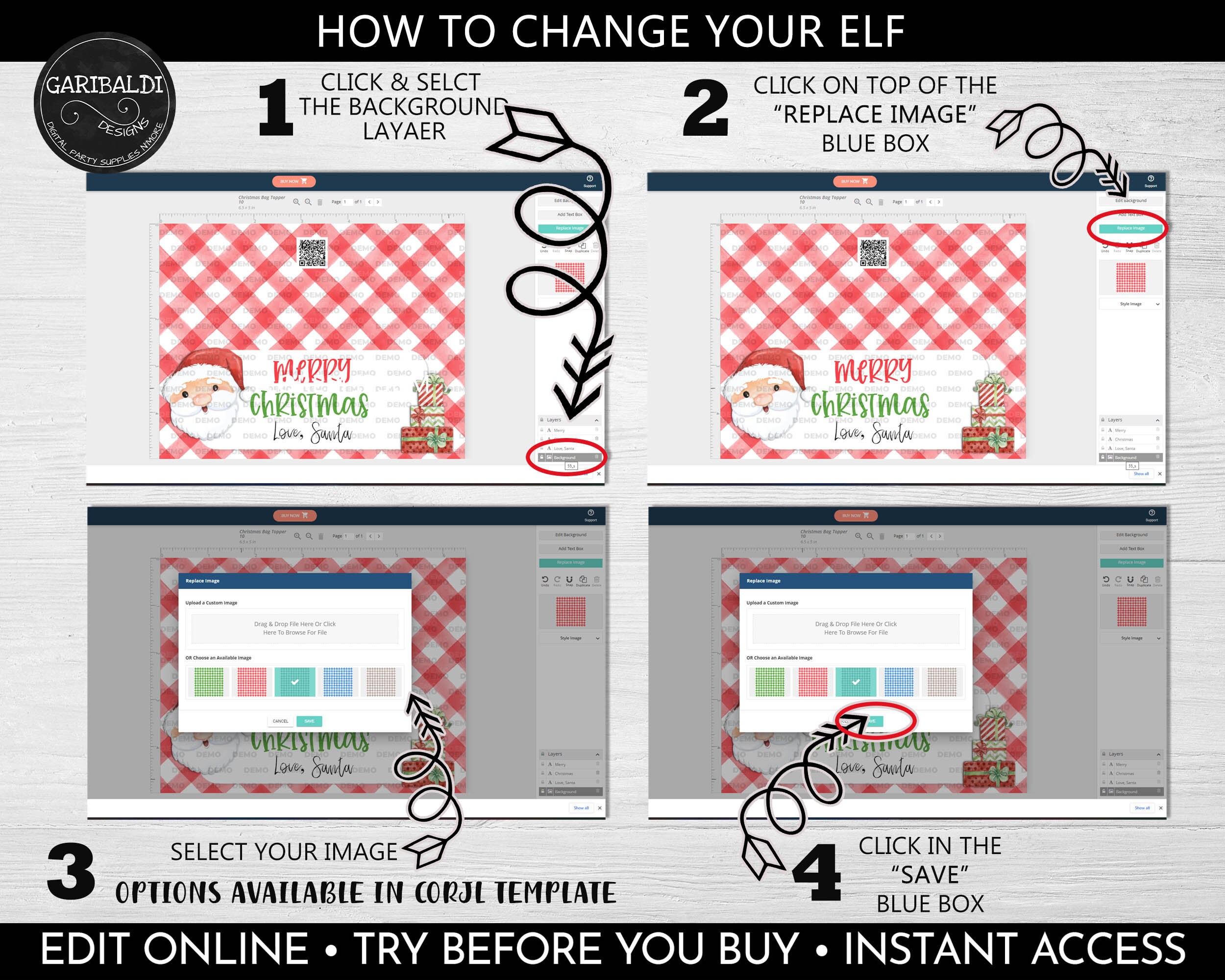 Editable Christmas Bag Topper Printable Santa Bag Topper - Etsy