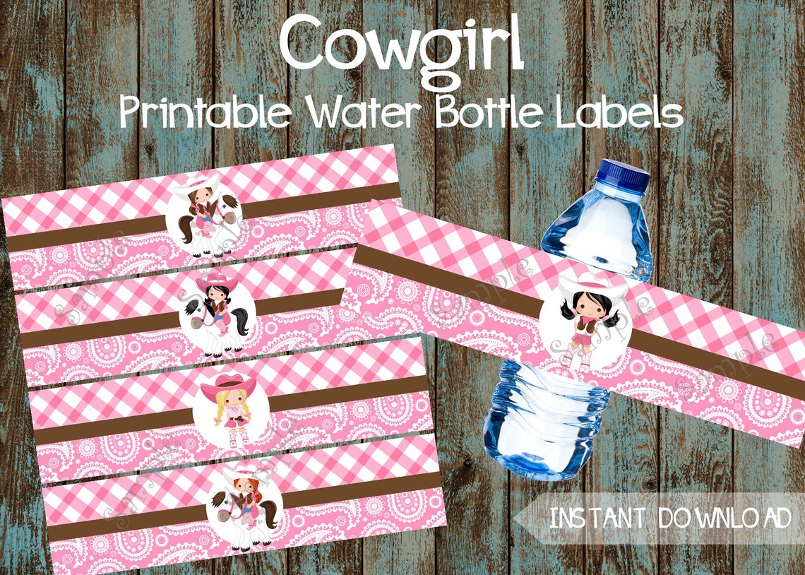 Printable Cowgirl Water Bottle Labels, Cowgirl Water Labels, Cowgirl ...