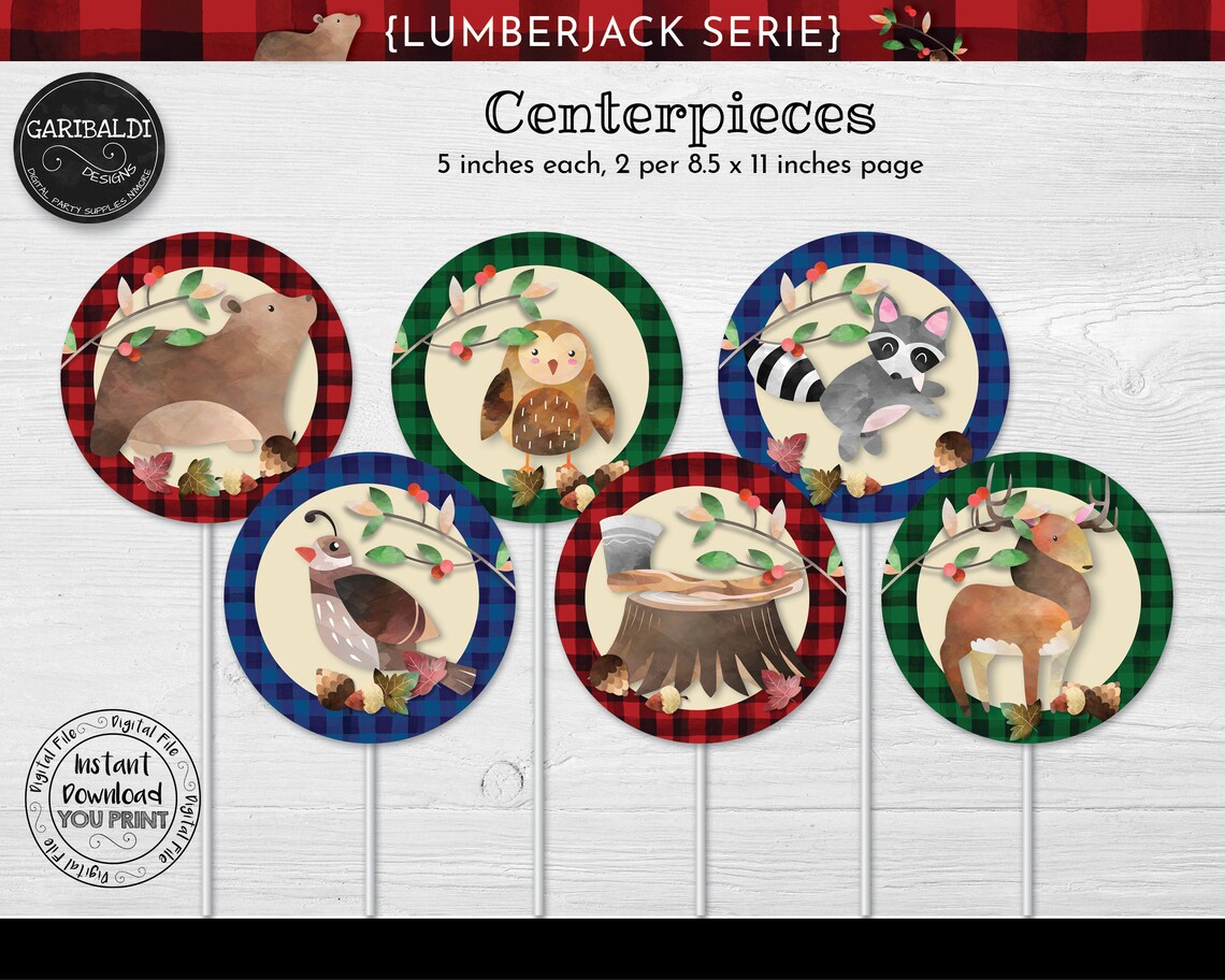 Lumberjack Centerpieces Printable Woodland Party Decorations | Etsy