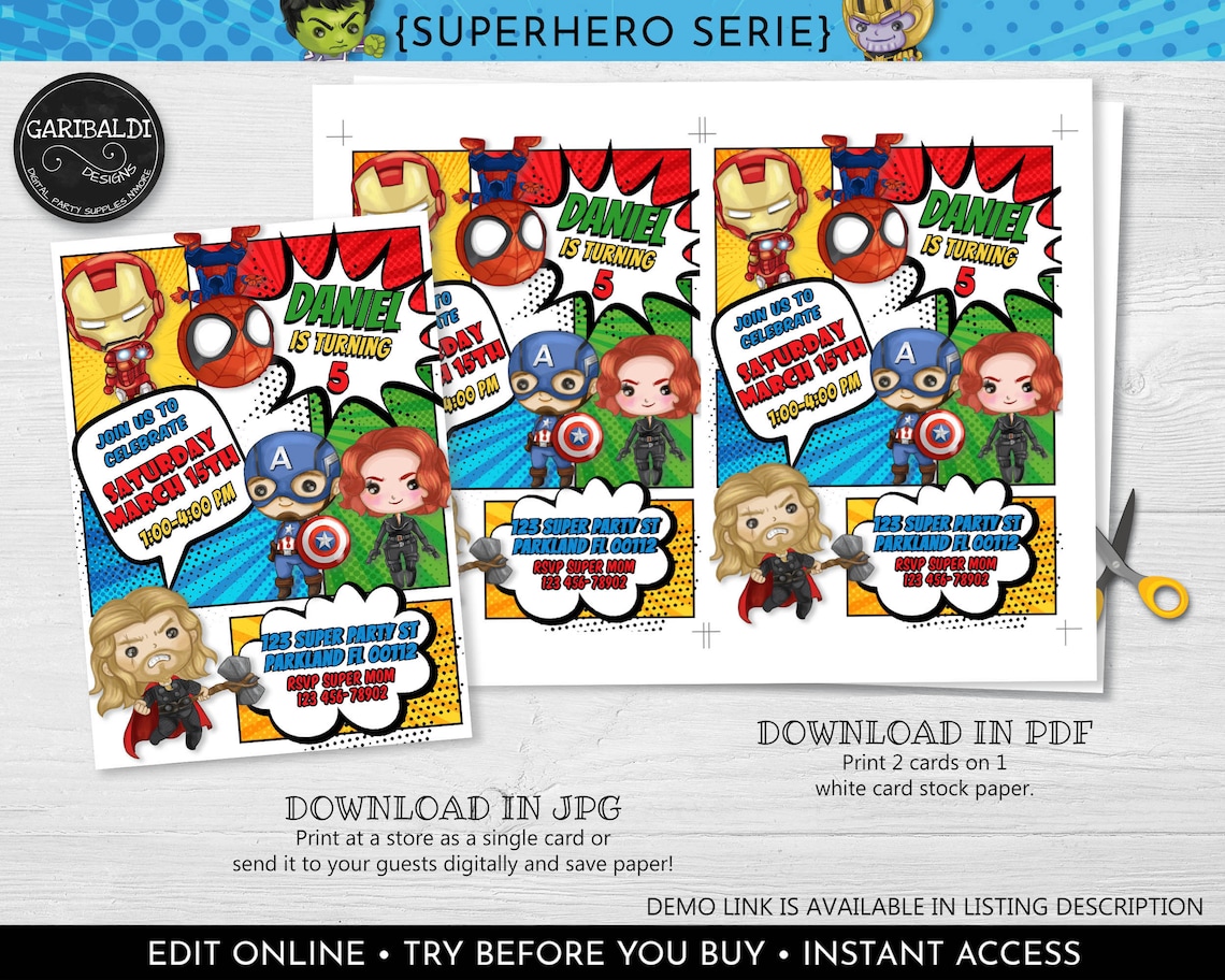 Editable Superhero Invitation Instant Download Superhero - Etsy