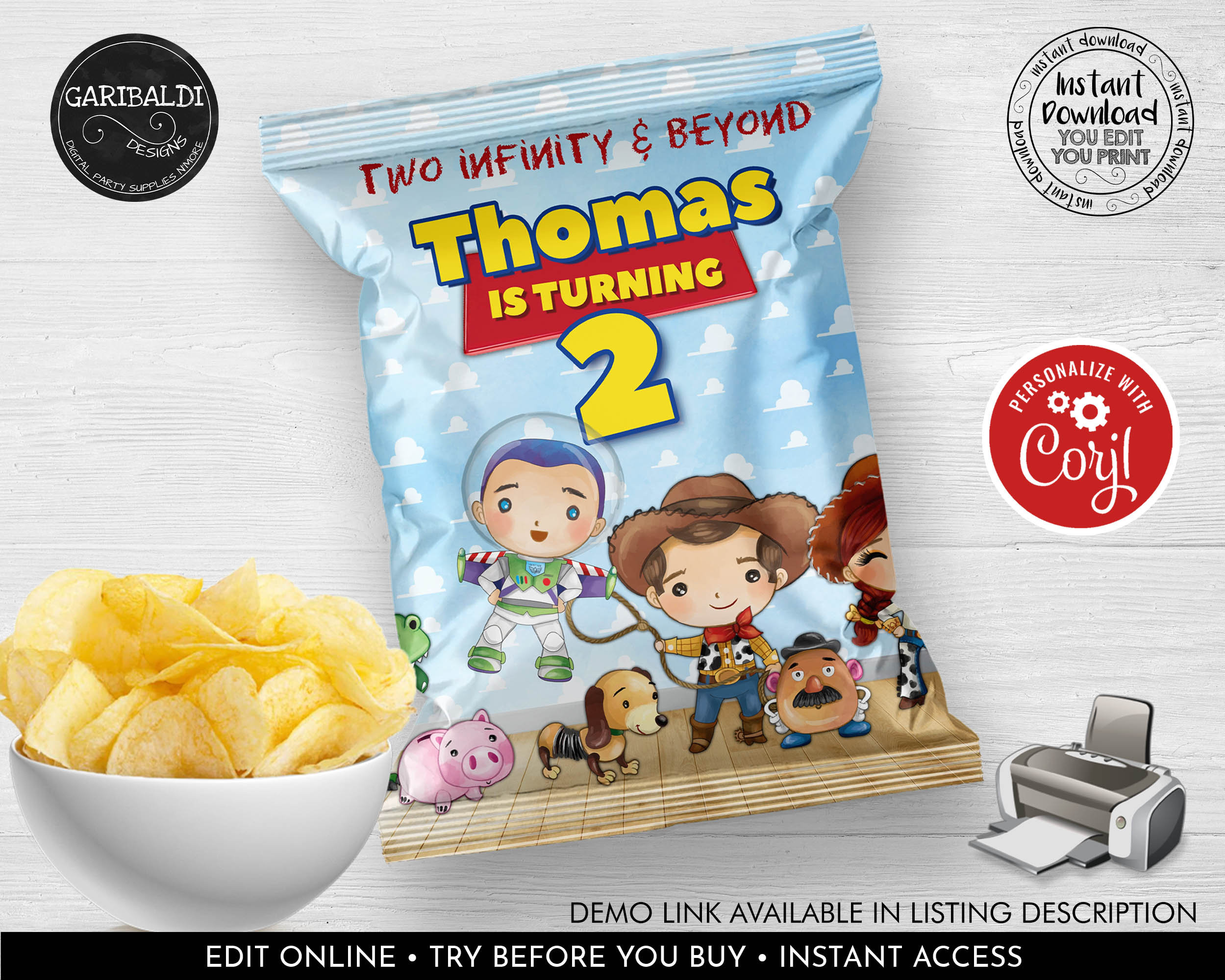 Editable Toy Story Chip Bag Wrapper It's a Boy Story Chip Bag Template ...
