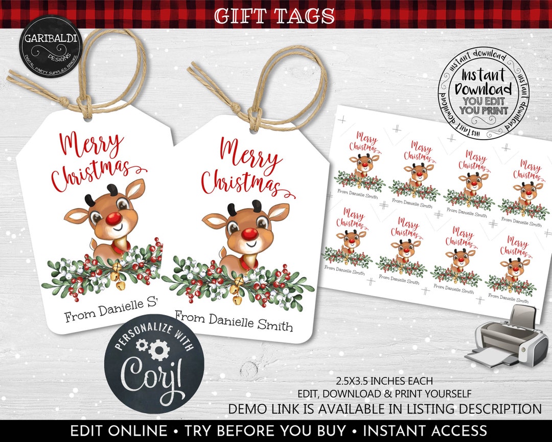 Editable Christmas Gift Tags Christmas Favor Tag Printable Holidays ...