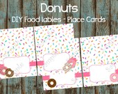 Printable Donuts Food Labels Donuts Editable Food Tent Tags - Etsy