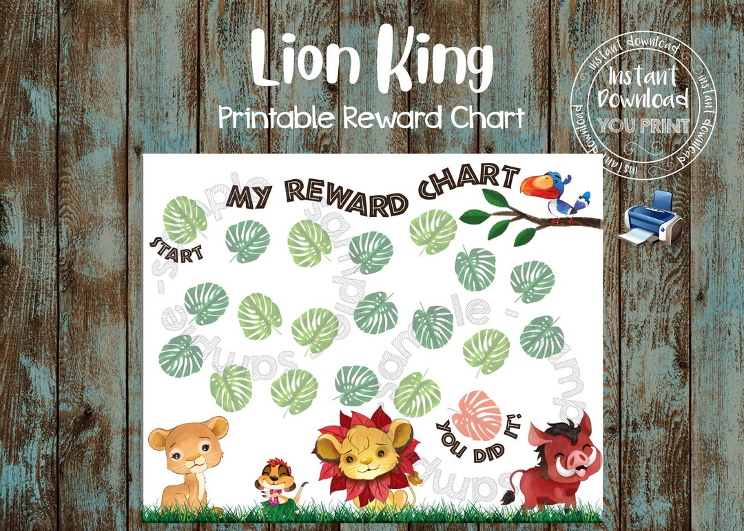 Printable Reward Chart, Lion King Reward Chart, Lion King Potty Train ...