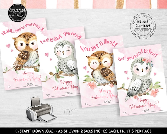 Valentines Printable Owl Labels Free Printable Treat Bag {Valentines