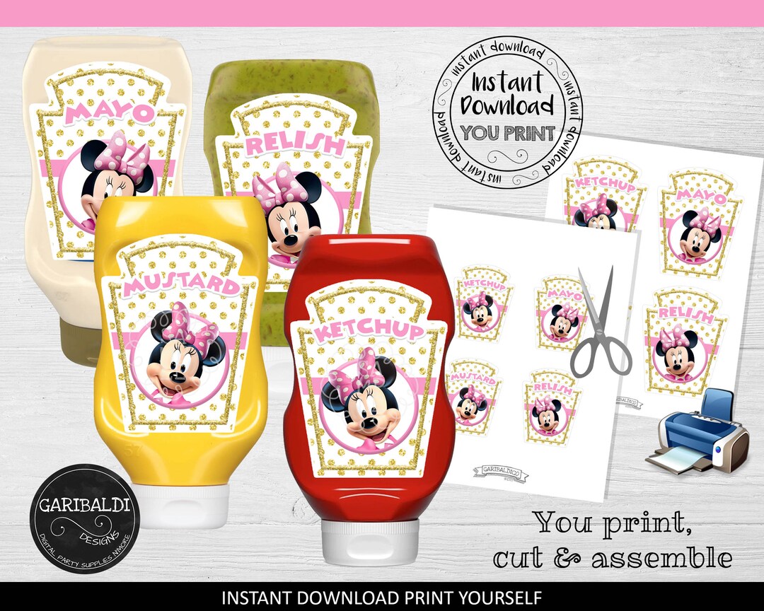 Instant Download Condiment Labels Printable Mayo Ketchup Mustard Relish ...