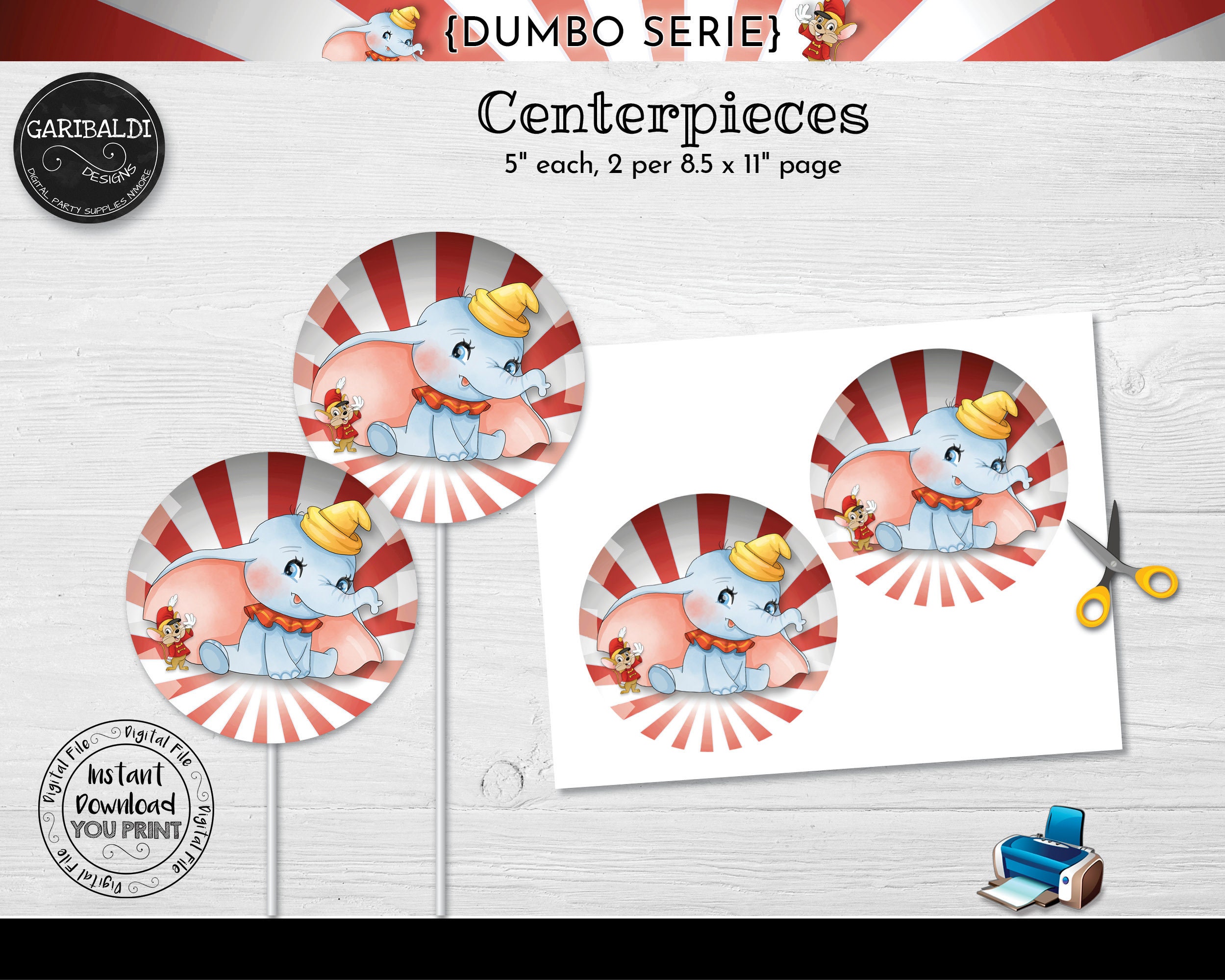 Instant Download Dumbo Centerpieces, Dumbo Circus Centerpieces, Circus ...