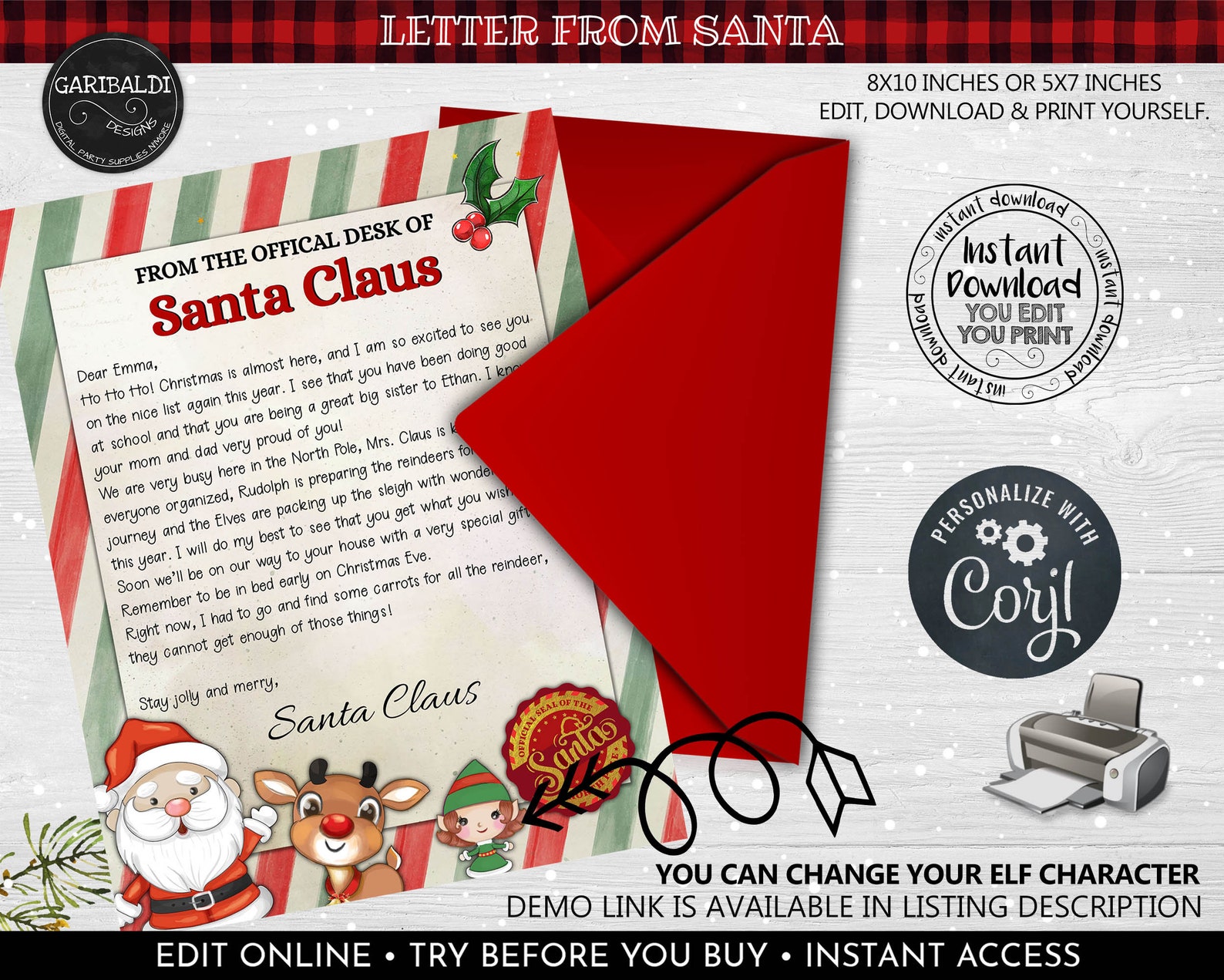 Editable Letter From Santa Instant Download Christmas Eve | Etsy