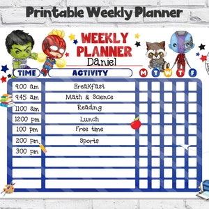 Printable Superhero Homeschool Planner, Superhero Schedule Chart, Daily ...