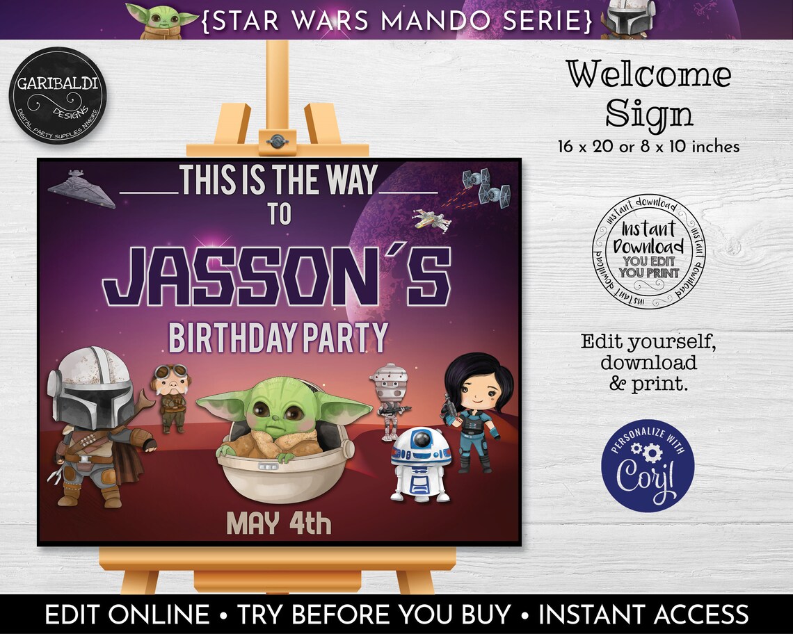 Editable Star Wars Welcome Sign Instant Download Star Wars | Etsy