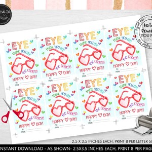 Printable Valentines Glasses Gift Tag Eye Think Your the Coolest ...