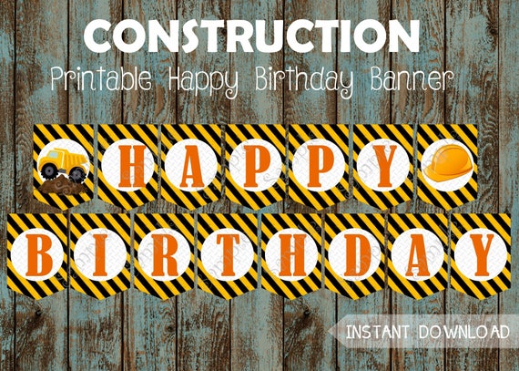 Instant Download Construction Banner Construction Printable - Etsy